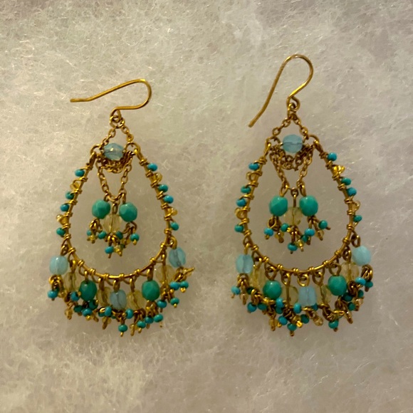 Jewelry | Beautiful Turquoise And Gold Chandelier Earrings | Poshmark